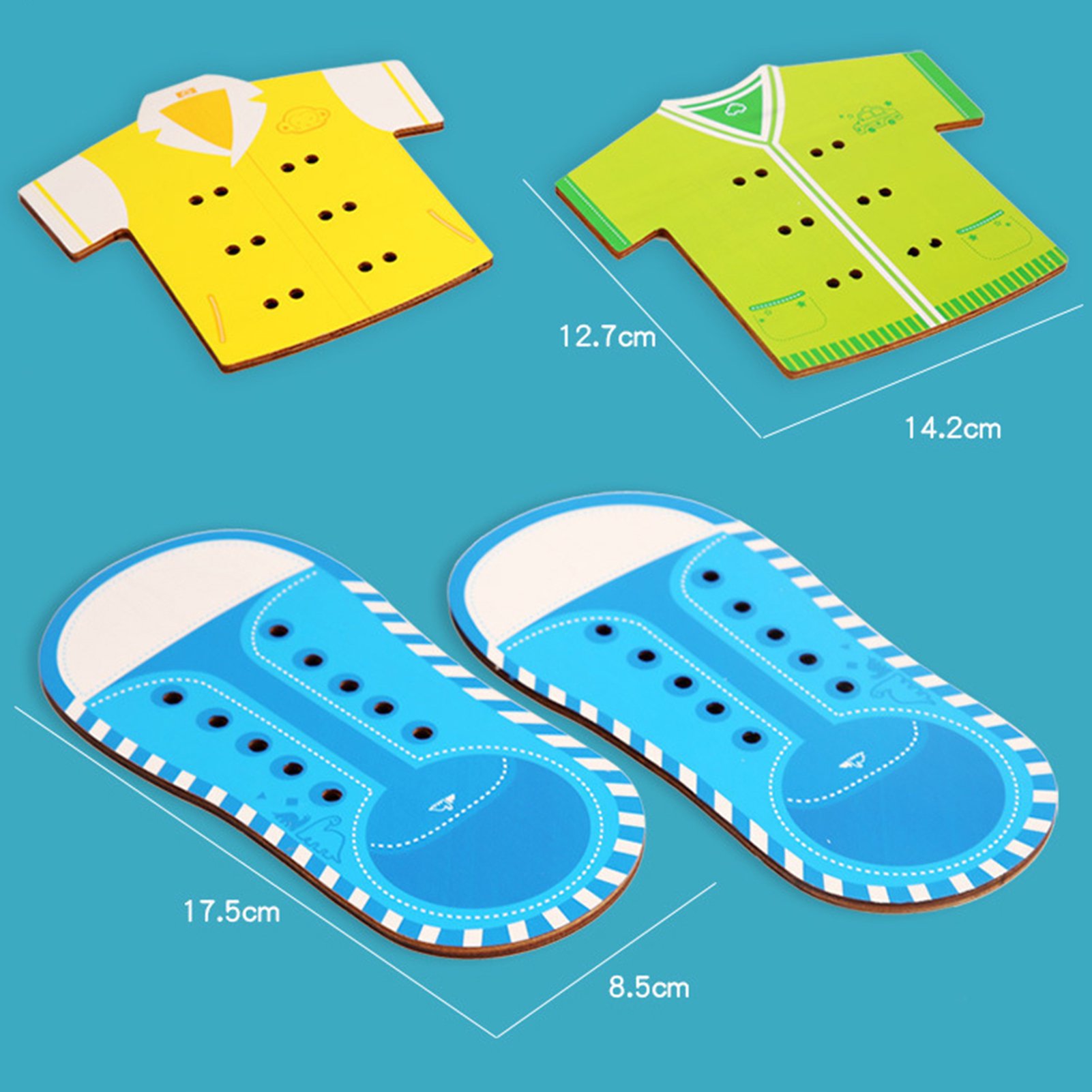 Wooden Lacing & Buttoning Toy Set – Montessori Life Skills Toy for Kids ...
